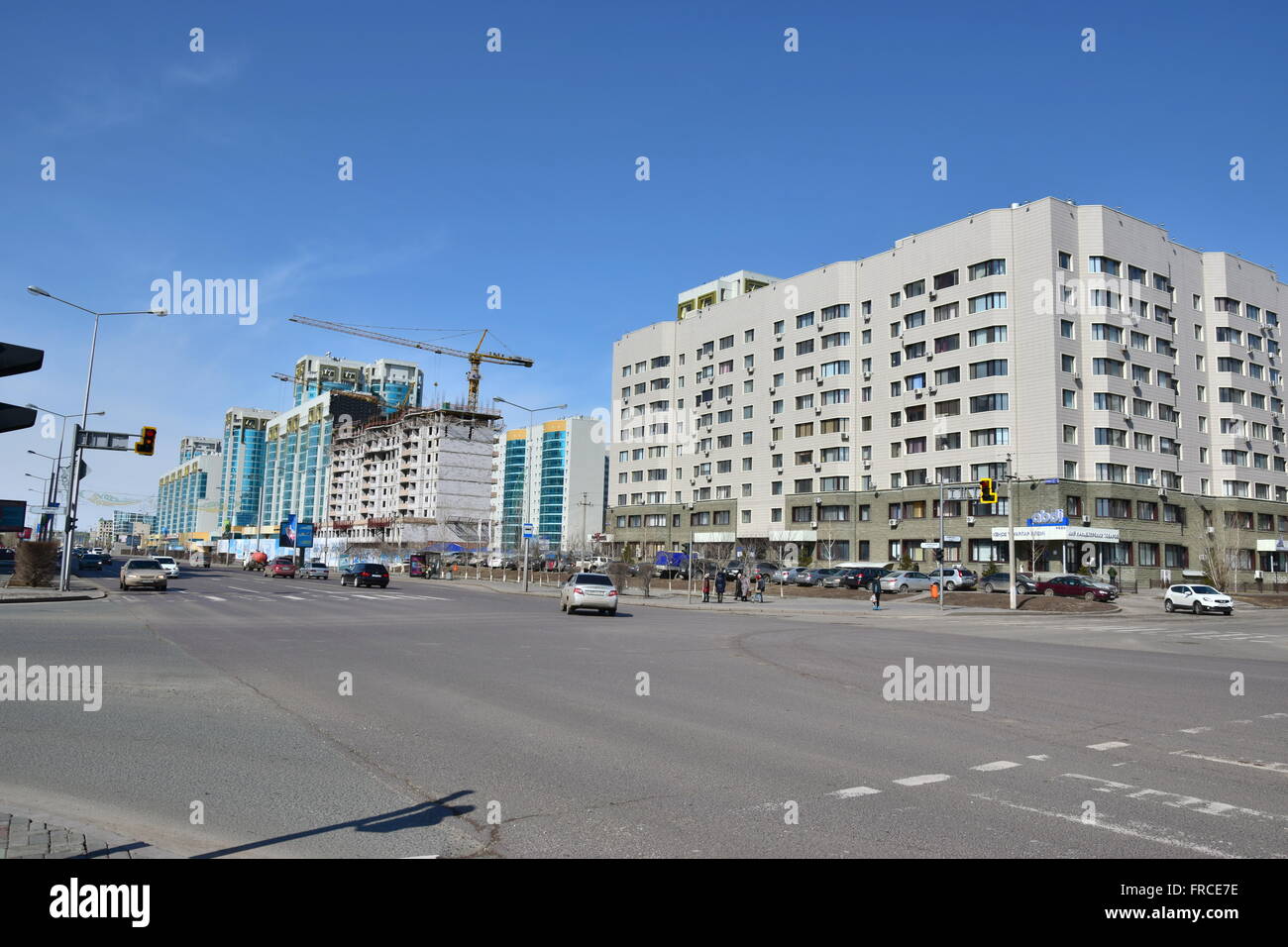 Street view with modern buildings in Astana, capital of Kazakhstan ...