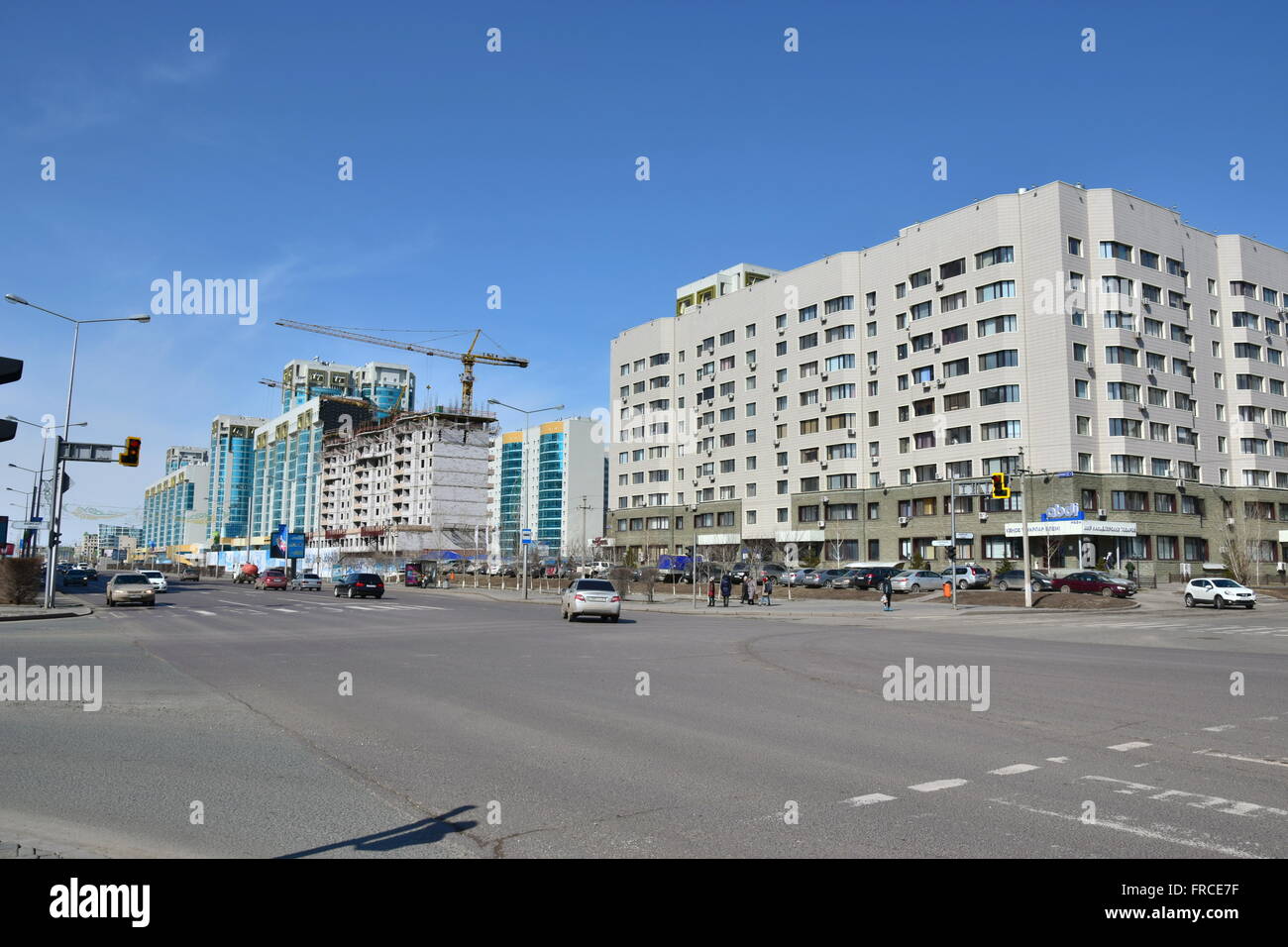 Street view with modern buildings in Astana, capital of Kazakhstan ...