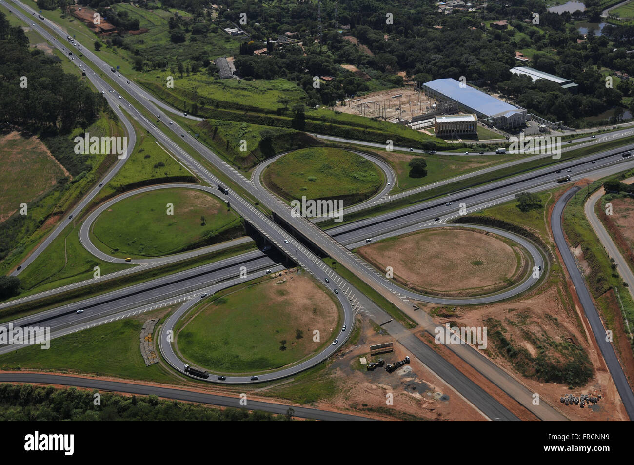 Aerial view of the intersection of Highway 330 with SP-Anhanguera ...