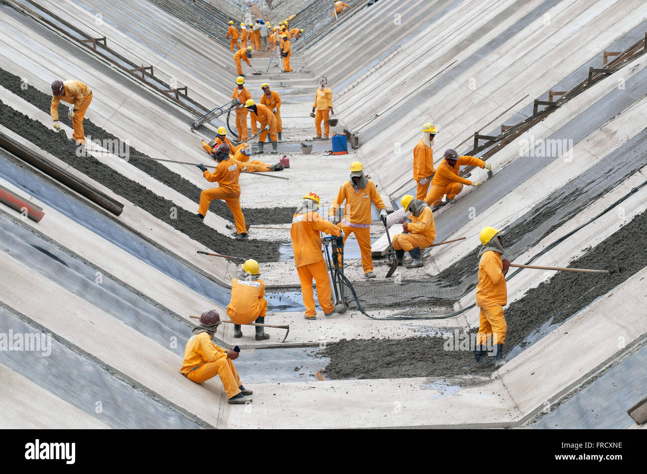 Concreting of the bypass channel of the Rio Sao Francisco - east axis ...
