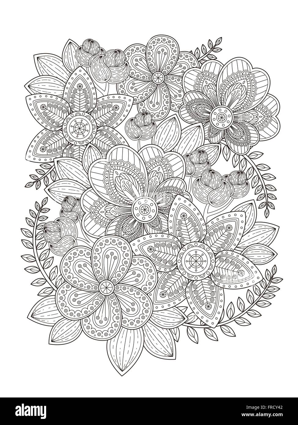 elegant flower coloring page design in exquisite line Stock Vector ...