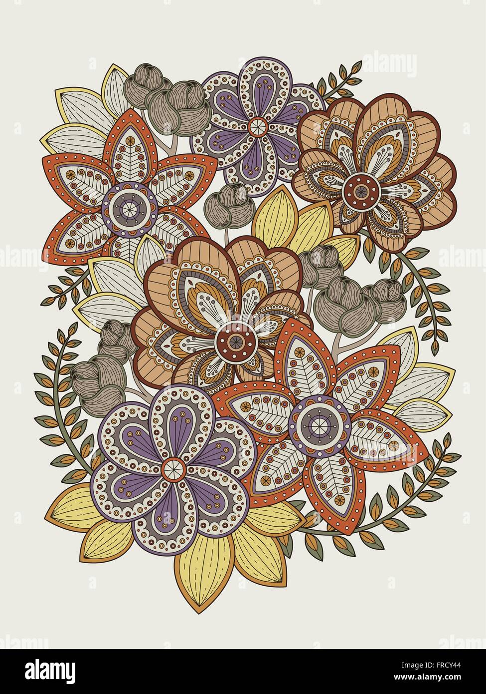 elegant flower coloring page design in exquisite line Stock Vector ...