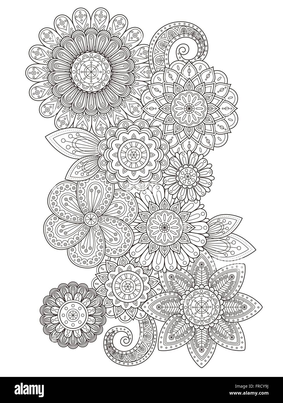 elegant flower coloring page design in exquisite line Stock Vector ...
