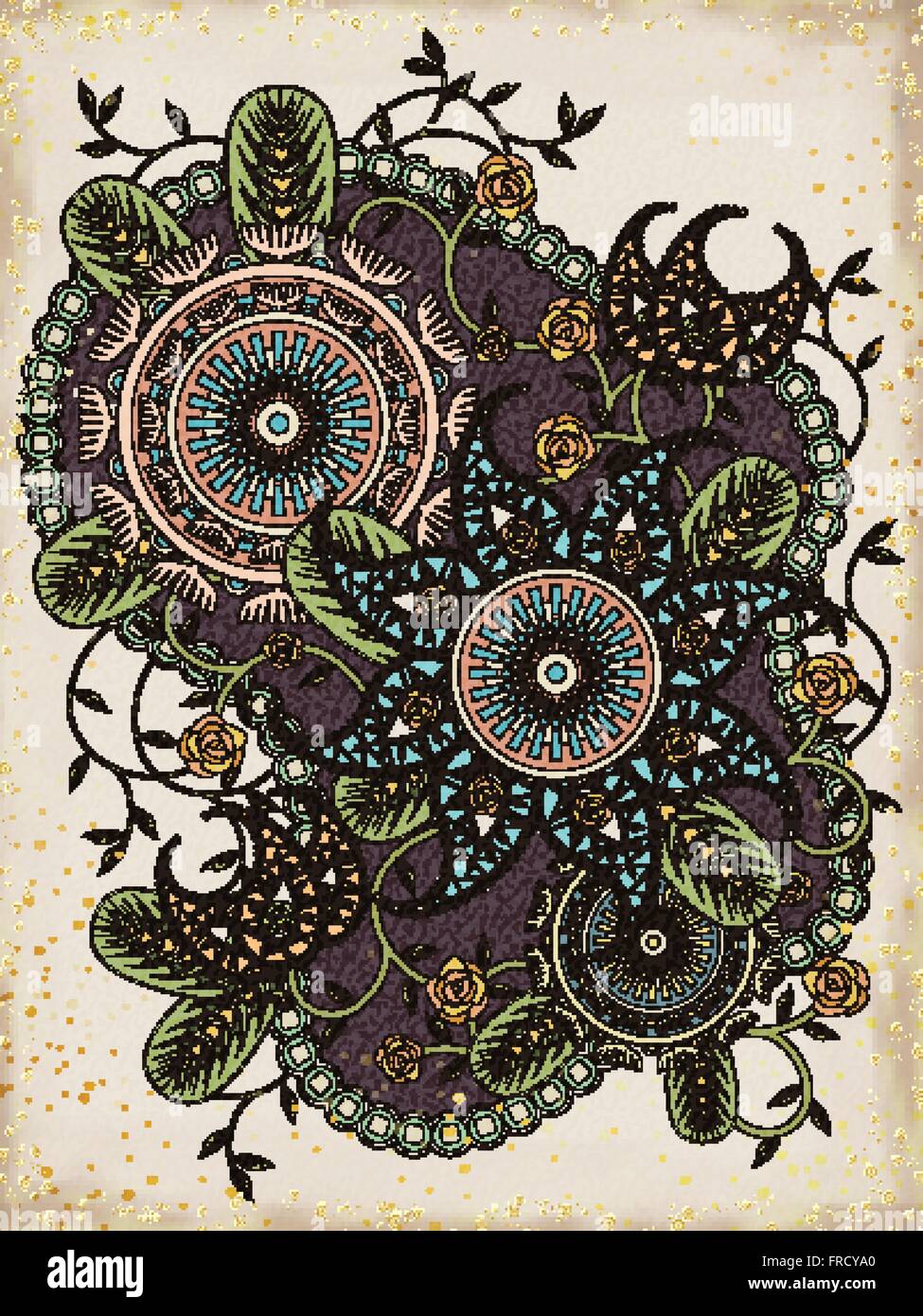 retro and elegant floral coloring page in exquisite line Stock Vector ...