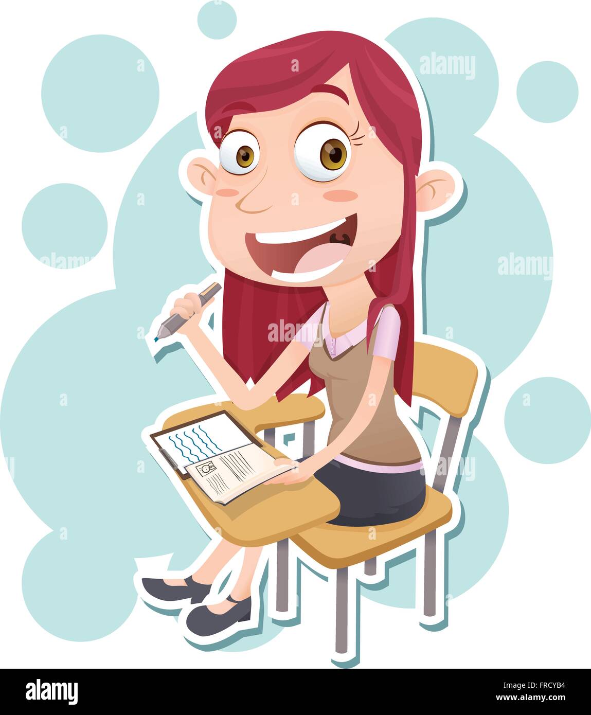 Cartoon teenage girl student sit on lecture chair Stock Vector Image ...