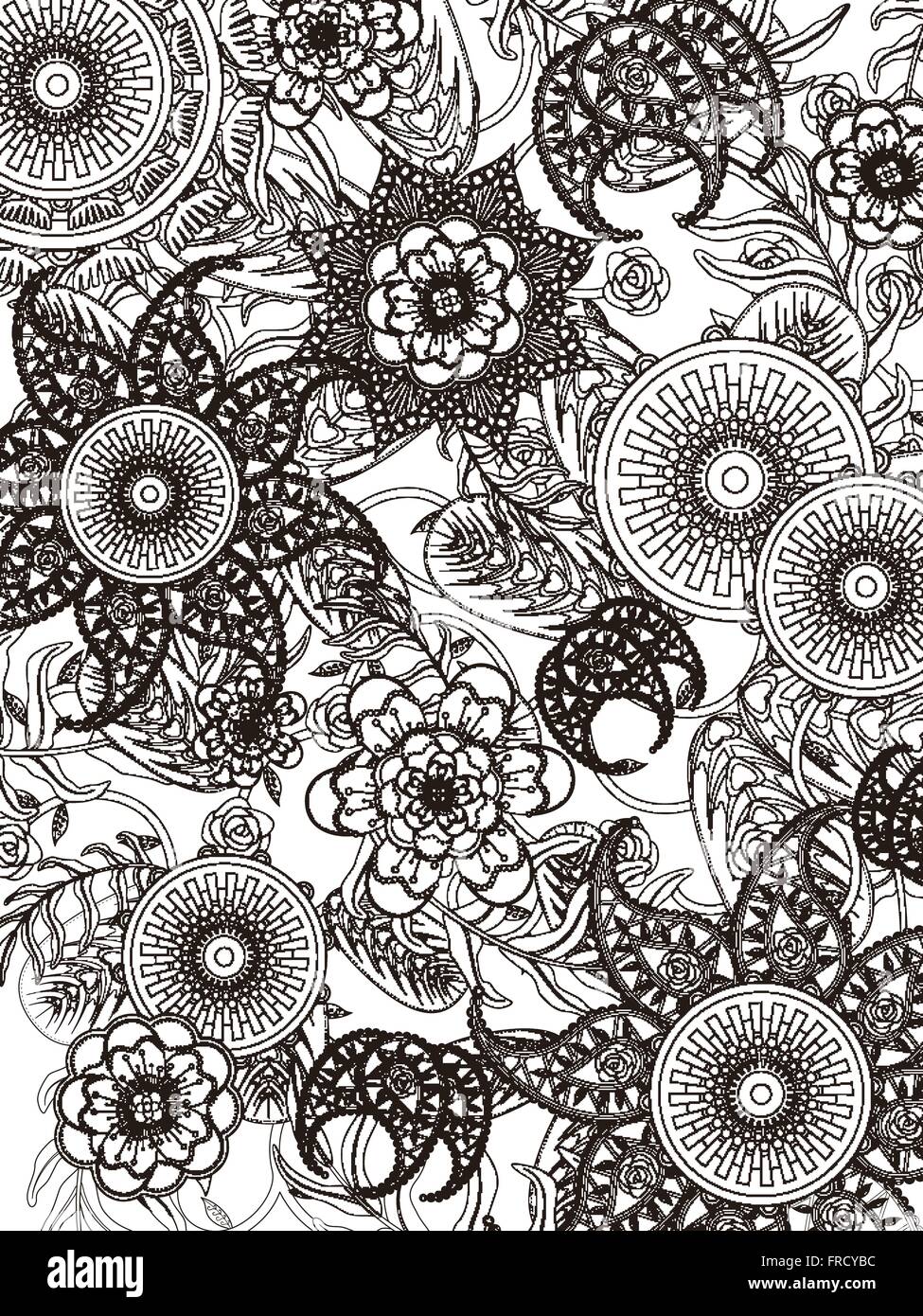 elegant floral coloring page in exquisite line Stock Vector Image & Art ...