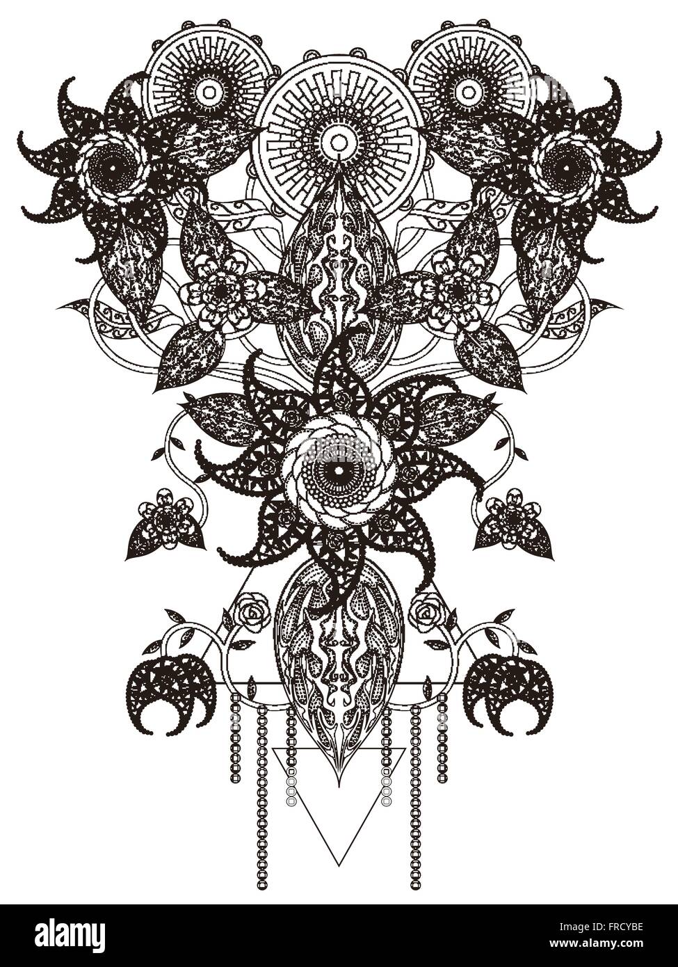 attractive floral coloring page in symmetry shape Stock Vector Image ...