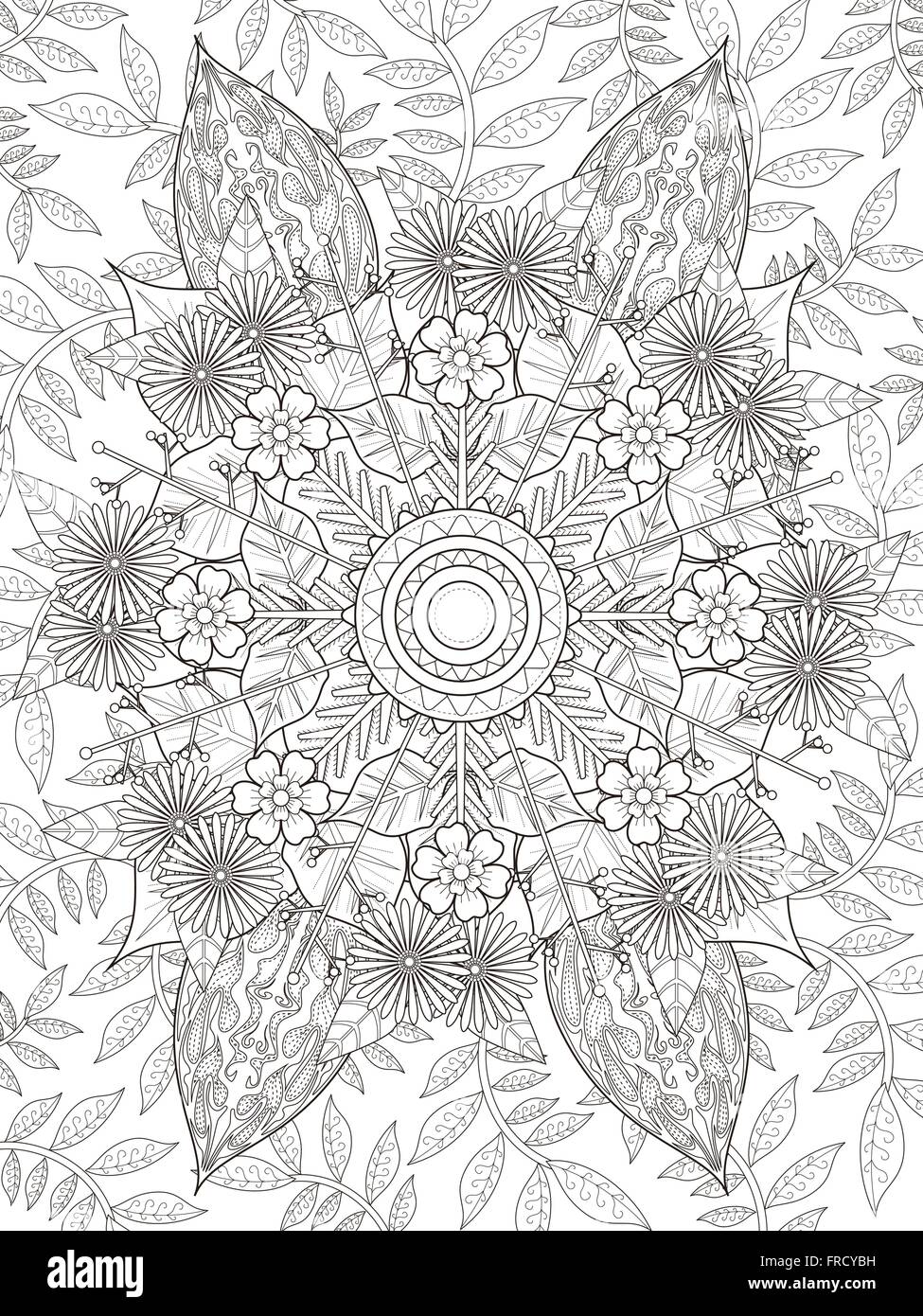 elegant floral coloring page in exquisite line Stock Vector Image & Art ...