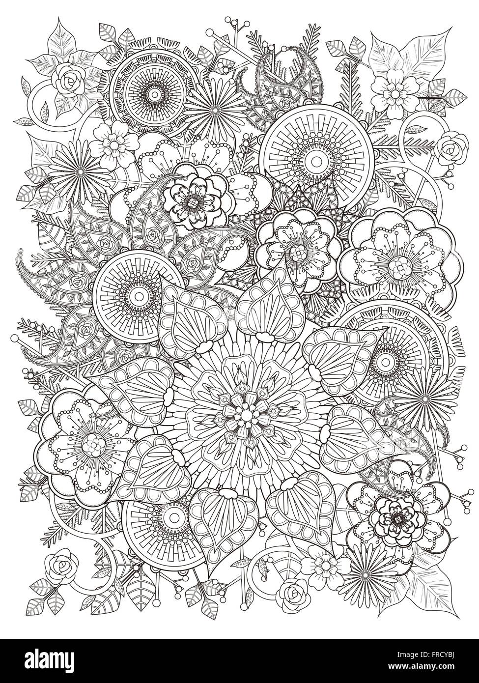 elegant floral coloring page in exquisite line Stock Vector Image & Art ...