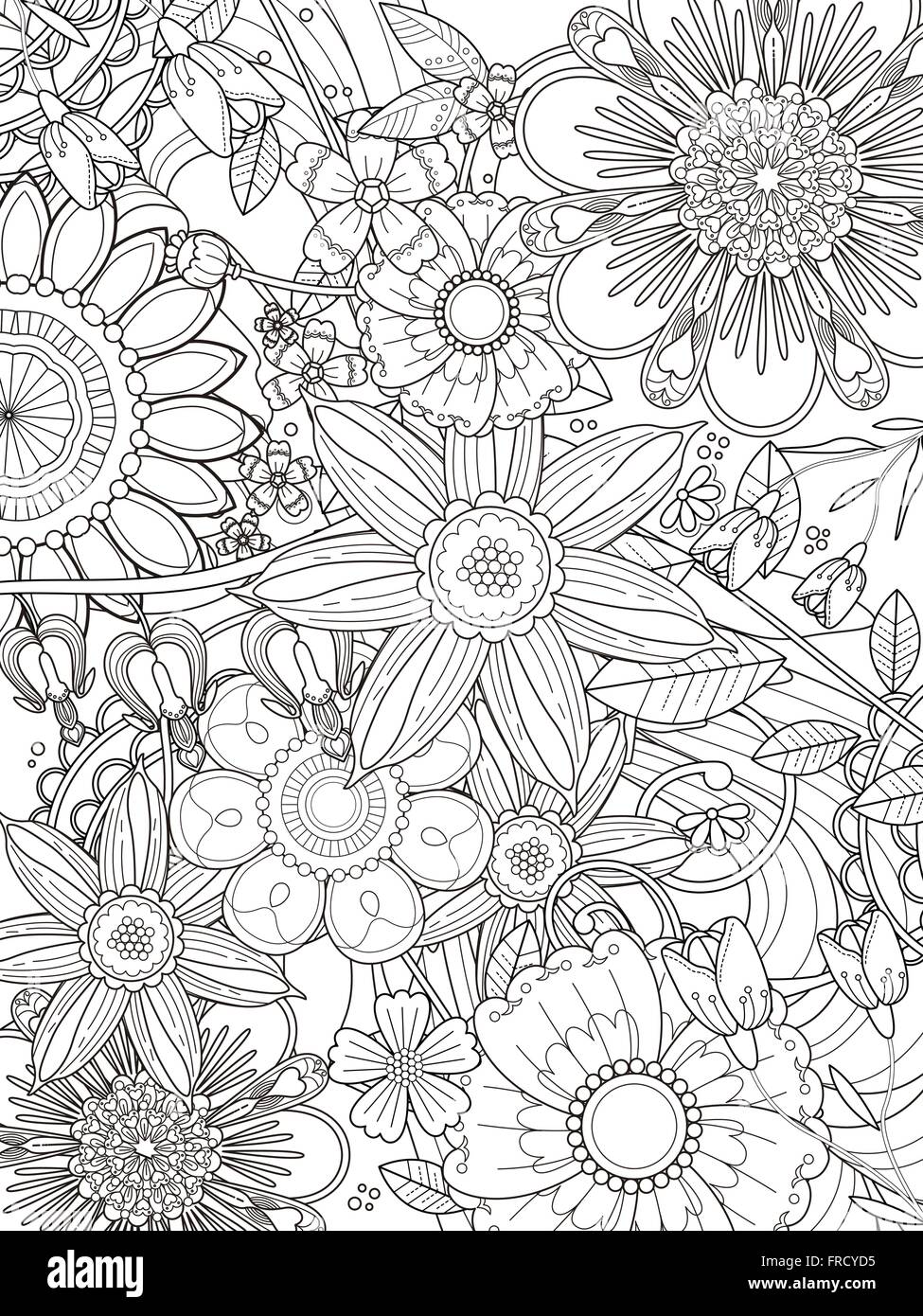 Attractive floral coloring page design hi-res stock photography and ...