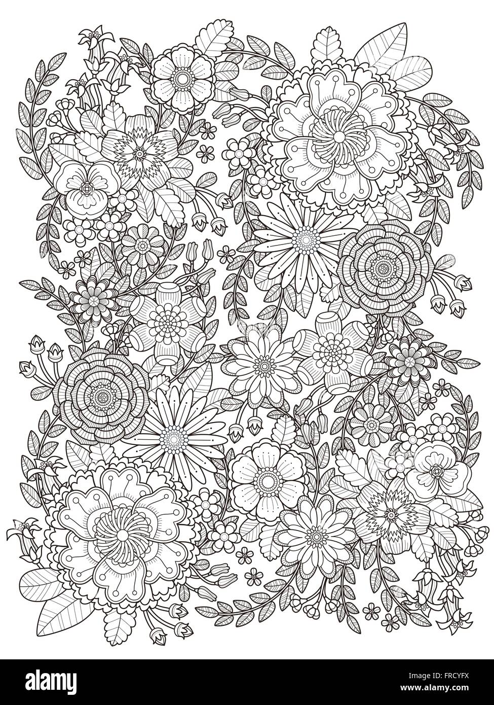 flourish floral coloring page in exquisite line Stock Vector Image ...