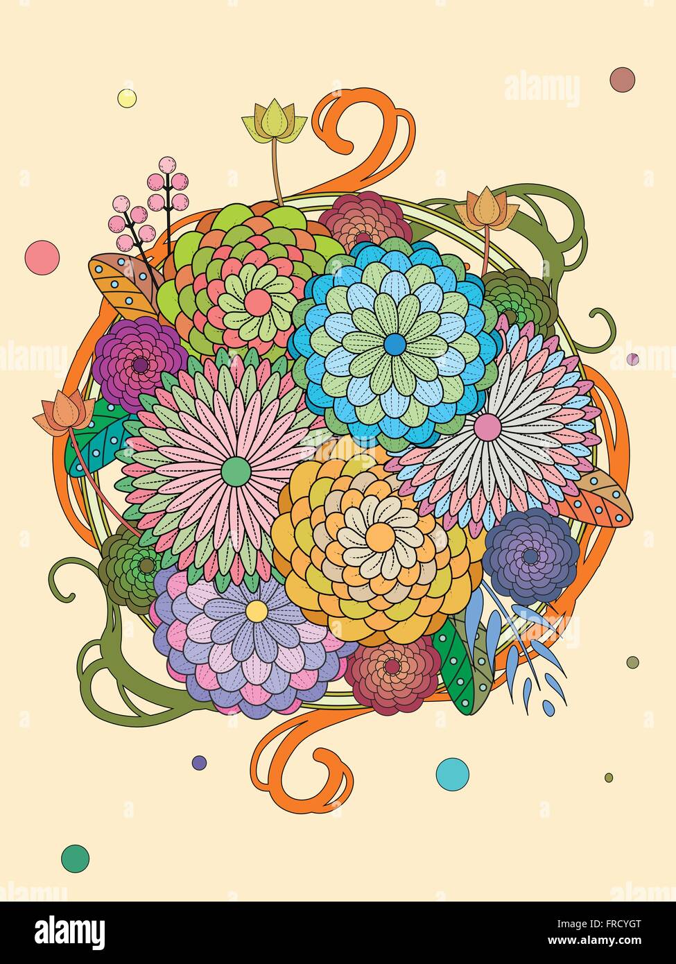 lovely floral coloring page in exquisite line Stock Vector Image & Art ...