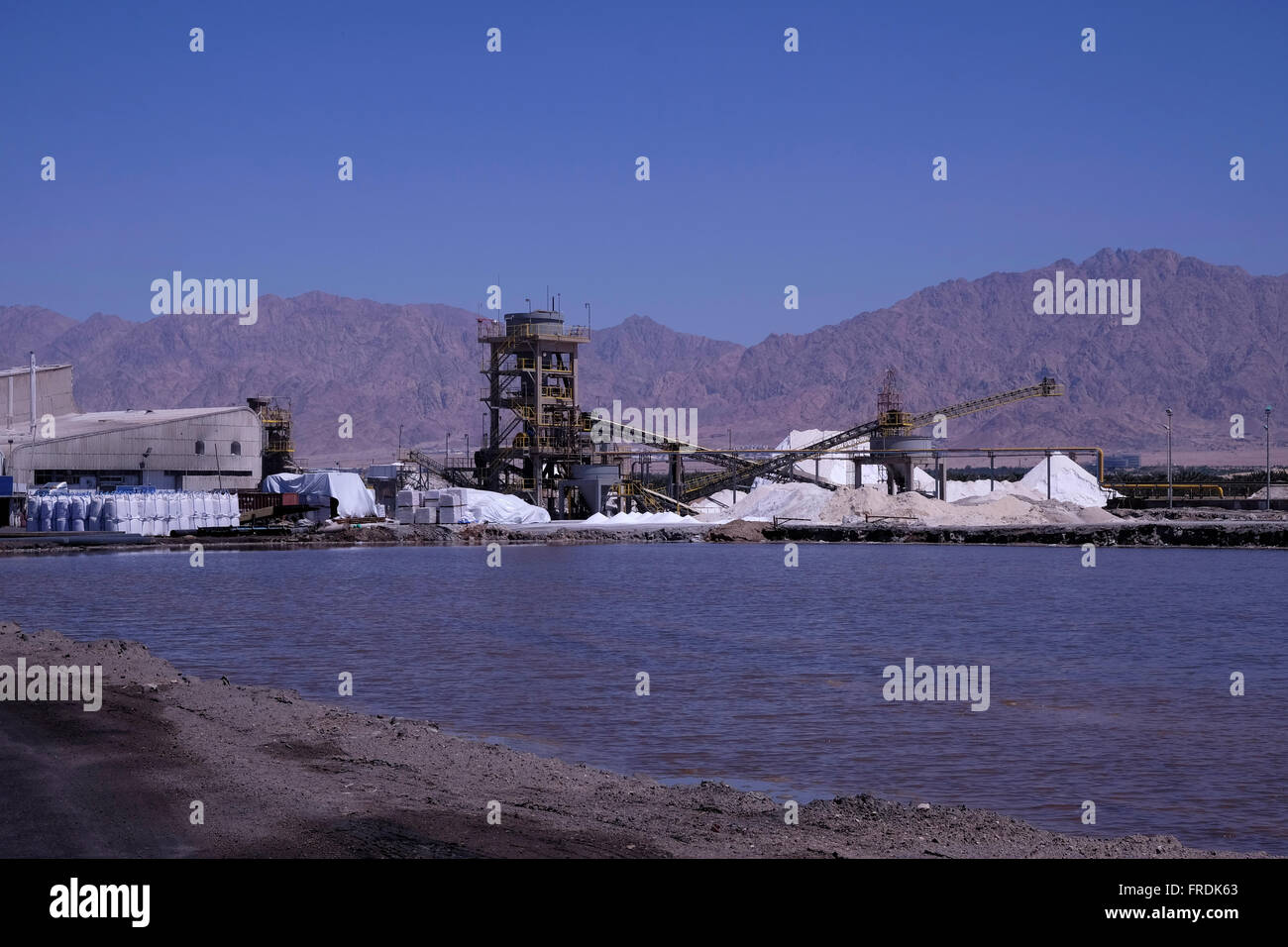 View of Salt of the Earth salt mining site near the city of Eilat ...