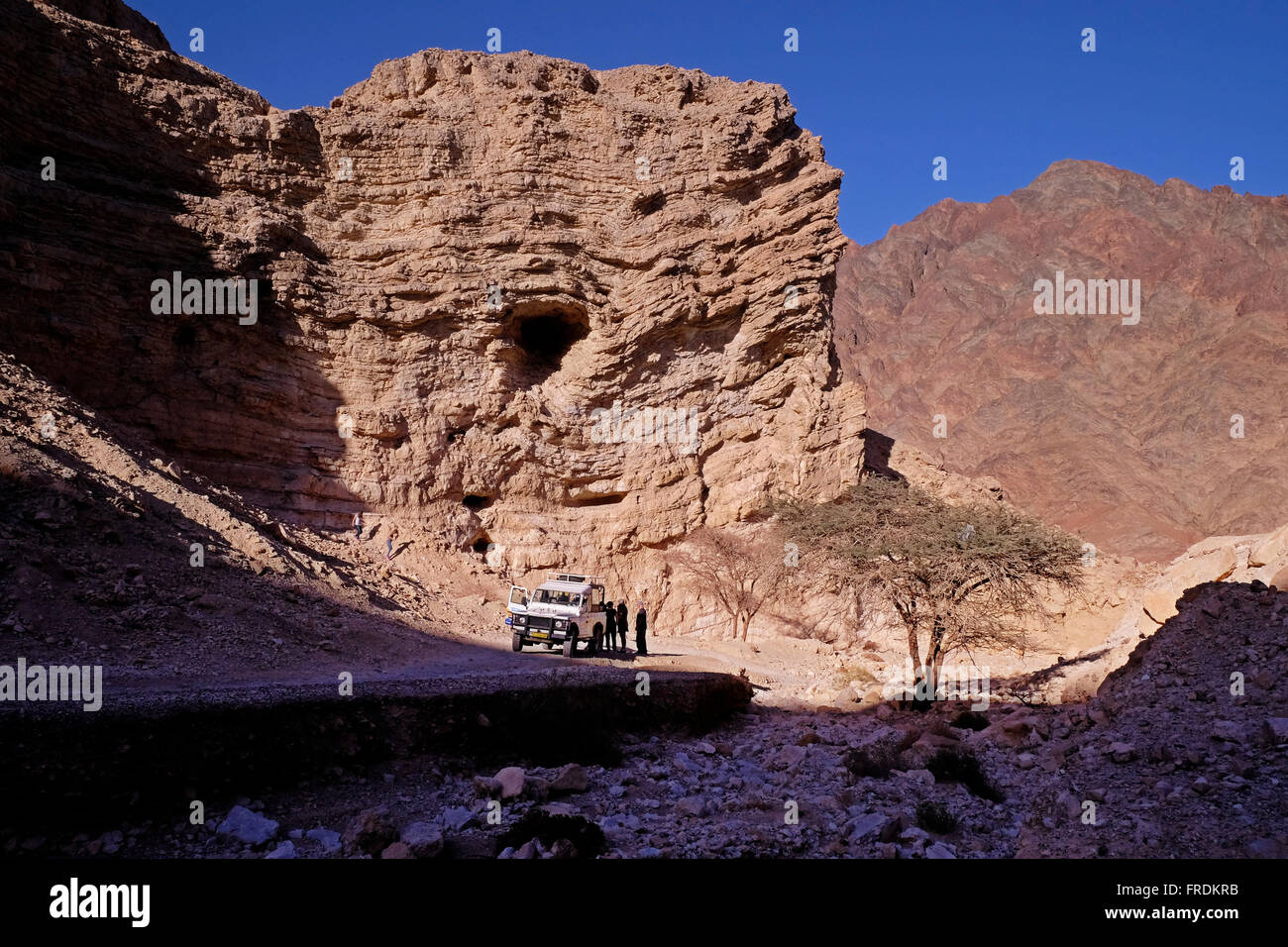 Hikers at Nachal Shlomo or Solomon's Wadi in Eilat Mountains Nature ...
