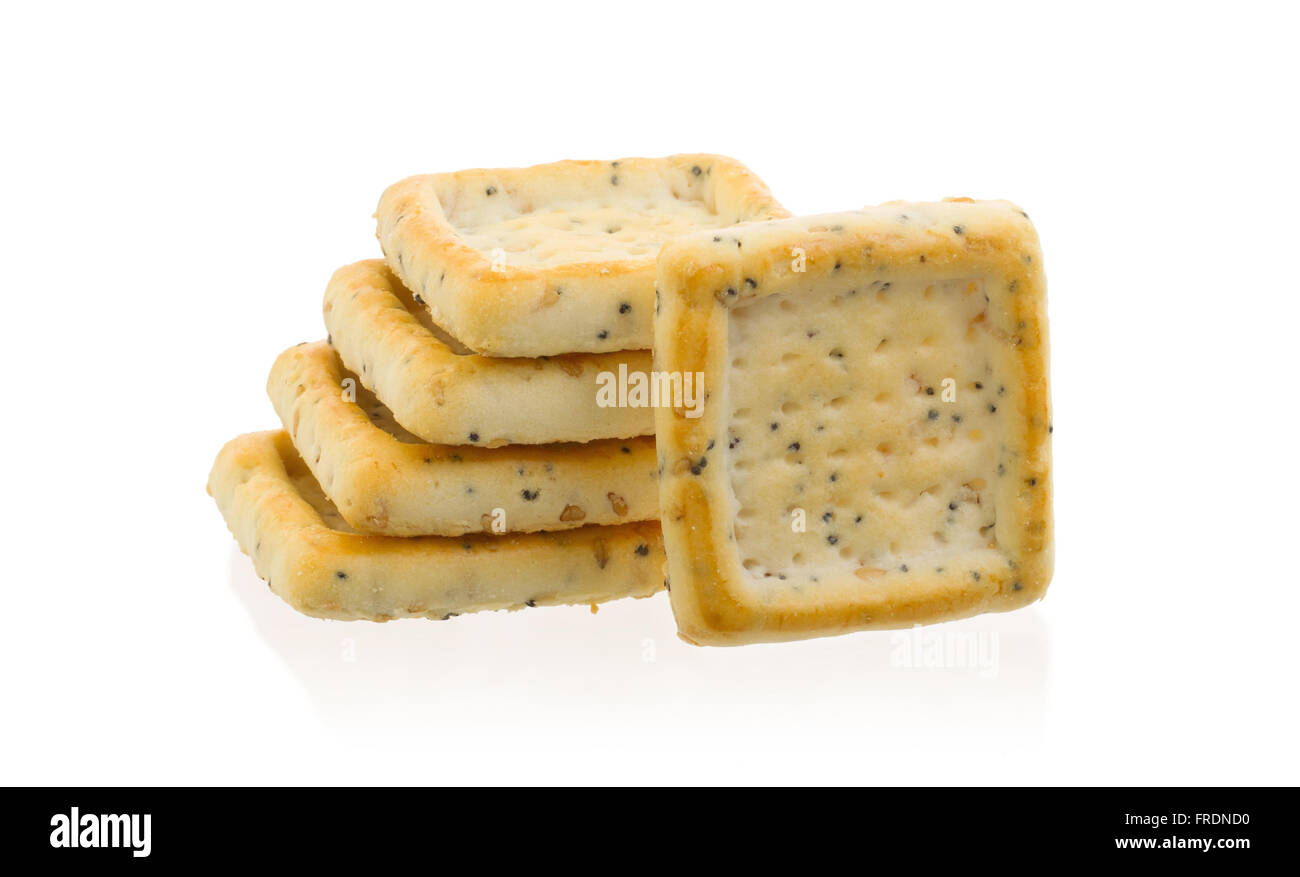 Stack of square crackers isolated on a white background Stock Photo - Alamy