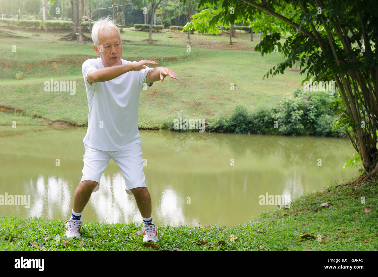 asian senior man performing tai chi Stock Photo - Alamy