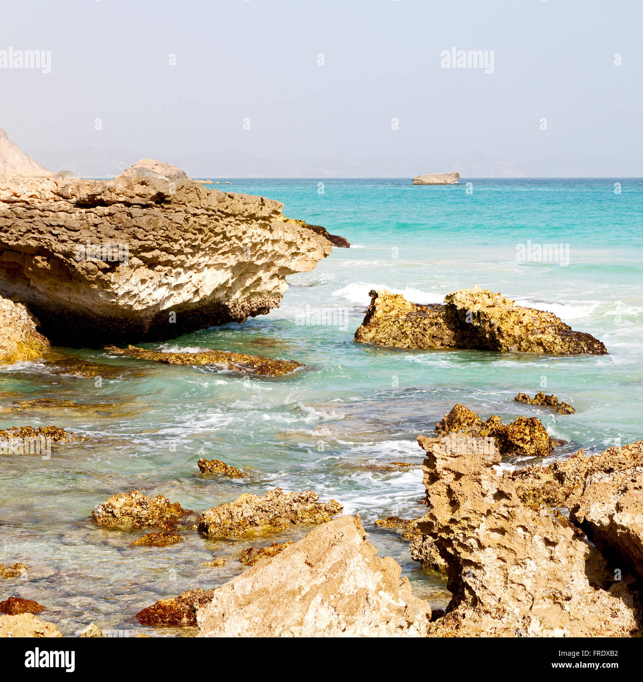 relax near sky in oman coastline sea ocean gulf rock and beach Stock ...