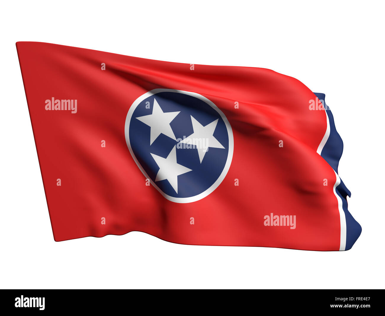 3d rendering of a Tennessee flag waving on a white background Stock ...