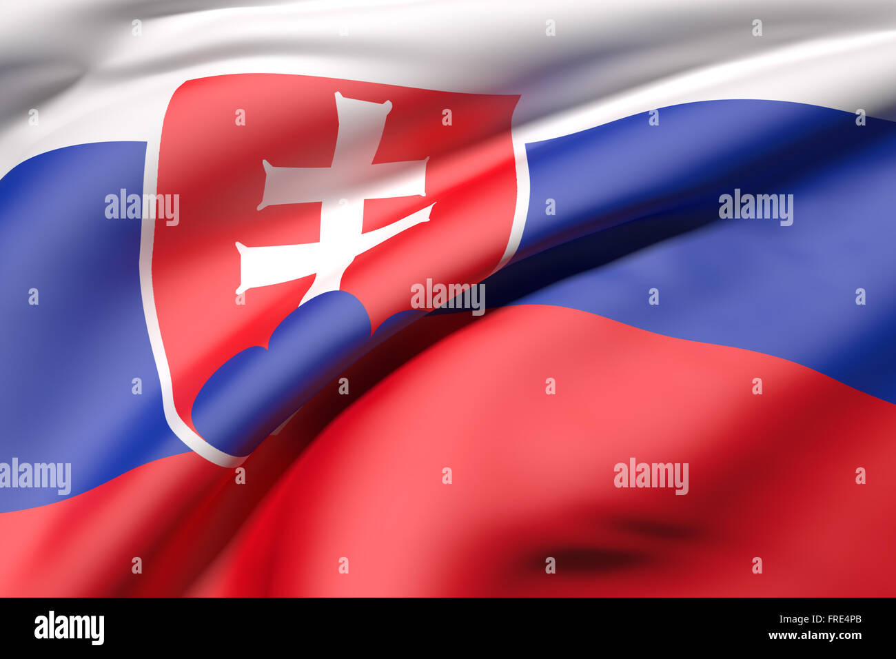 3d rendering of a close-up of volume of a Slovakia flag waving in light ...