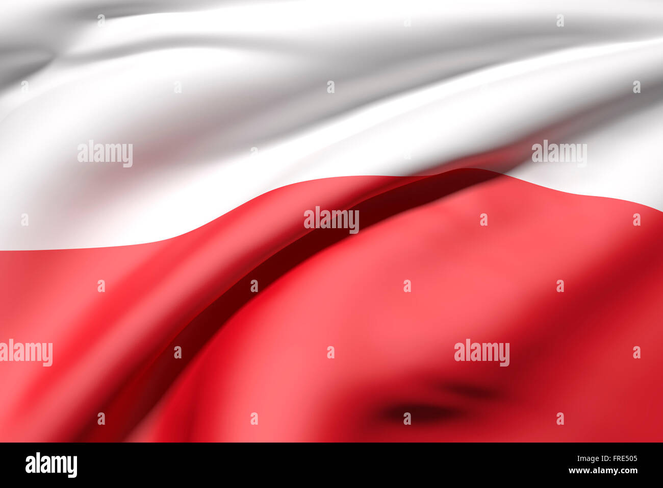 3d rendering of a close-up of volume red and white Polish flag waving ...