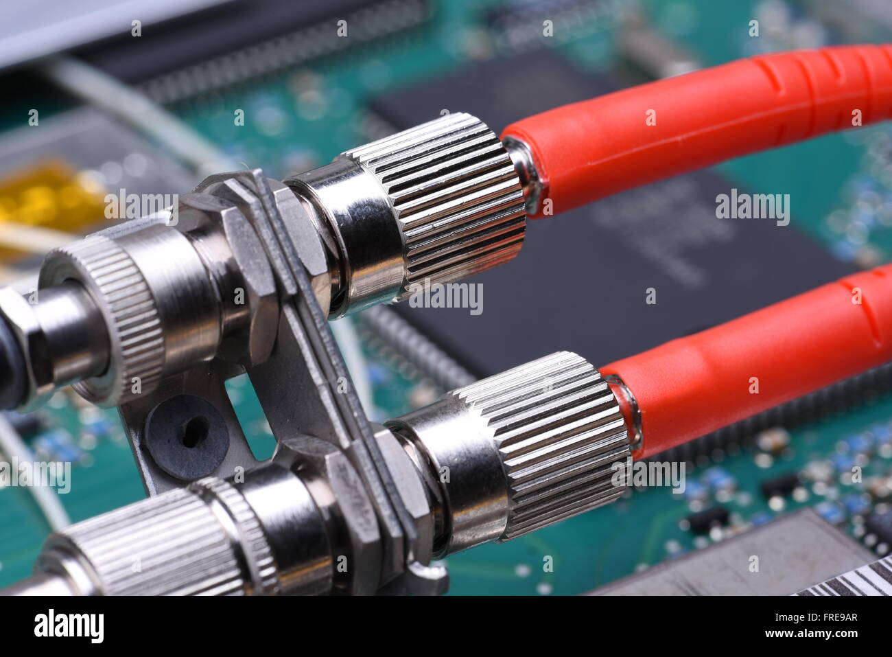 Closeup of optical communication connectors Stock Photo - Alamy