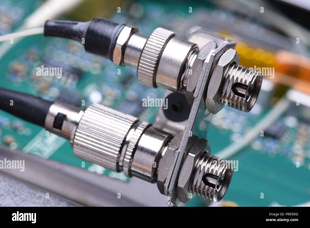 Closeup of optical communication connectors Stock Photo - Alamy