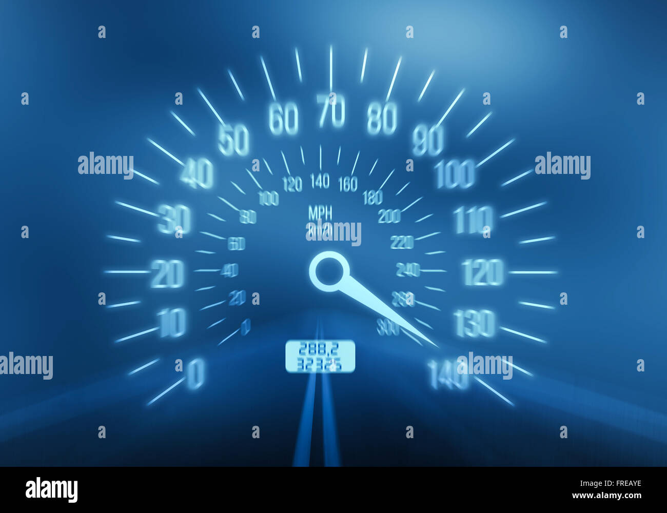 Speedometer on blue background Stock Photo - Alamy