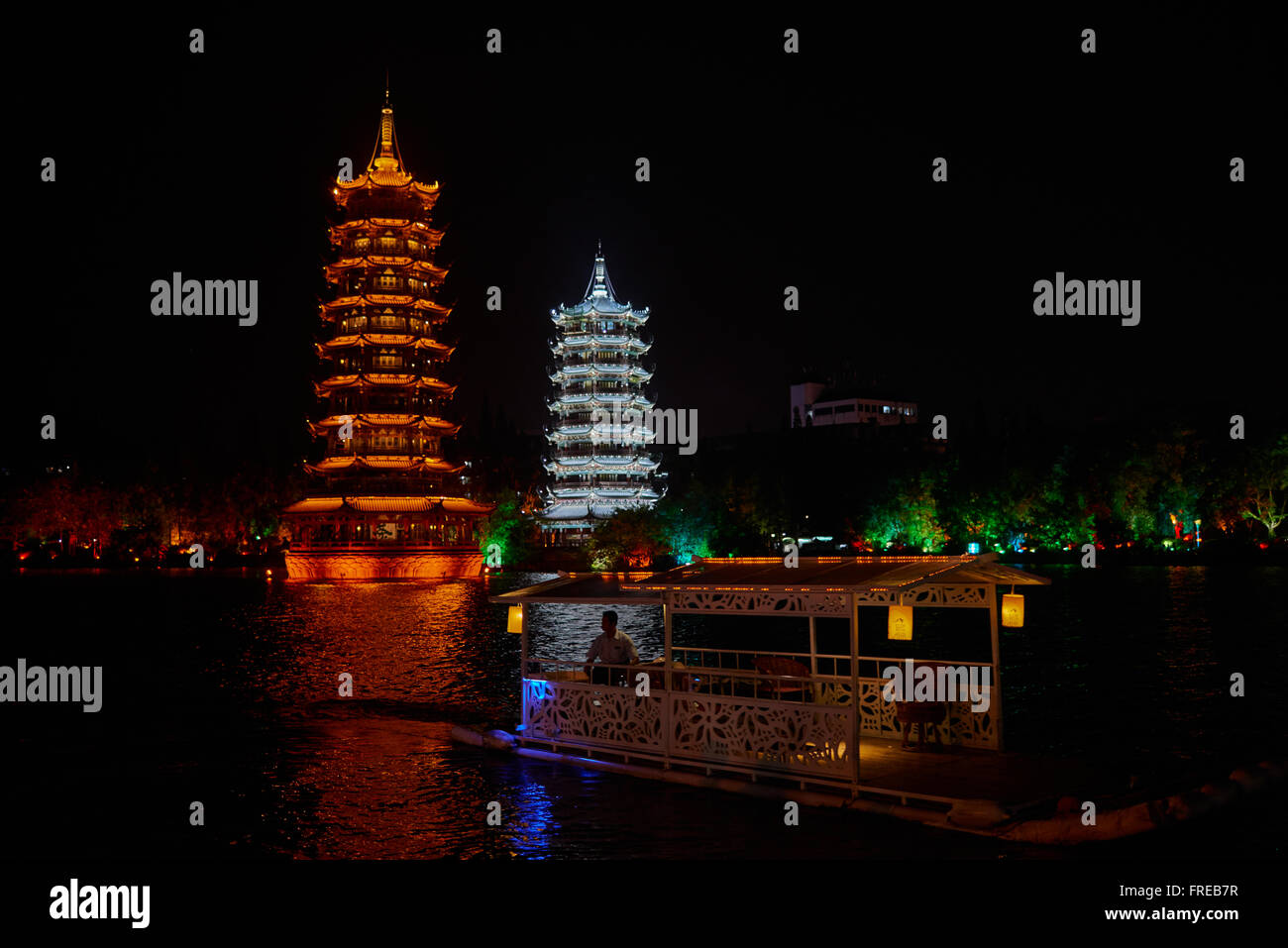 Guillin , China - September 30, 2014 :chinese towers pagodas of Guilin ...