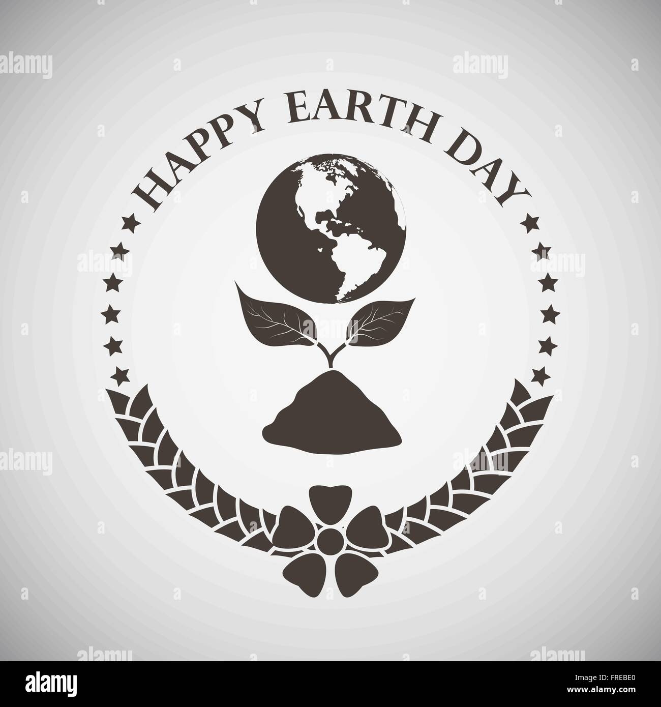 Earth day emblem with plant and planet. Vector illustration Stock ...
