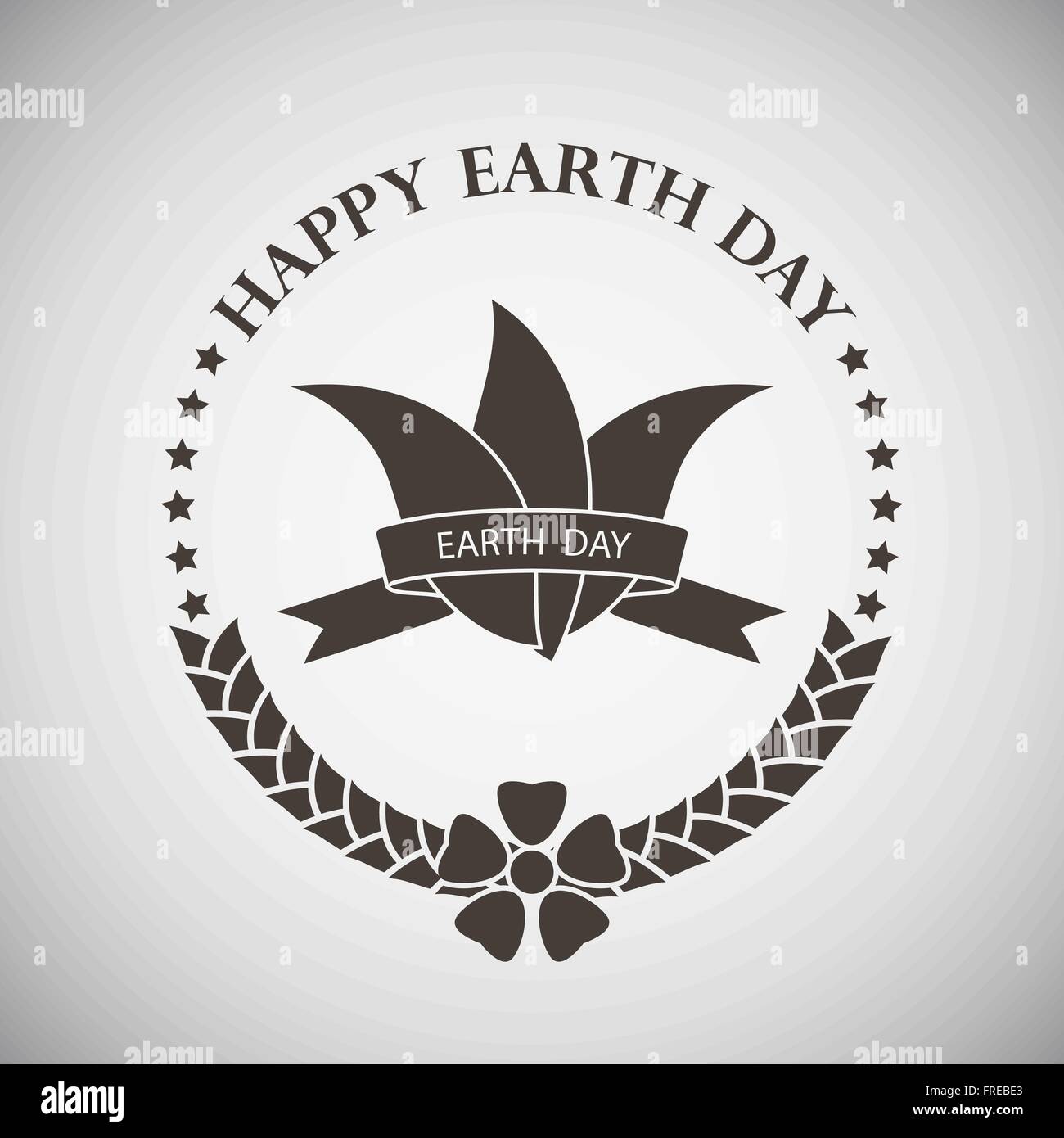 Earth day emblem with leaves tied by ribbon. Vector illustration Stock ...