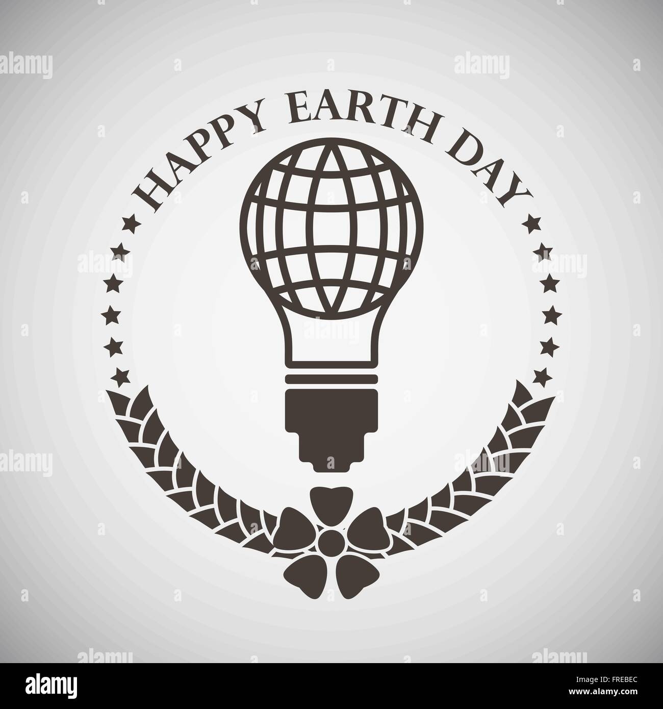 Earth day emblem with planet inside electric bulb. Vector illustration ...