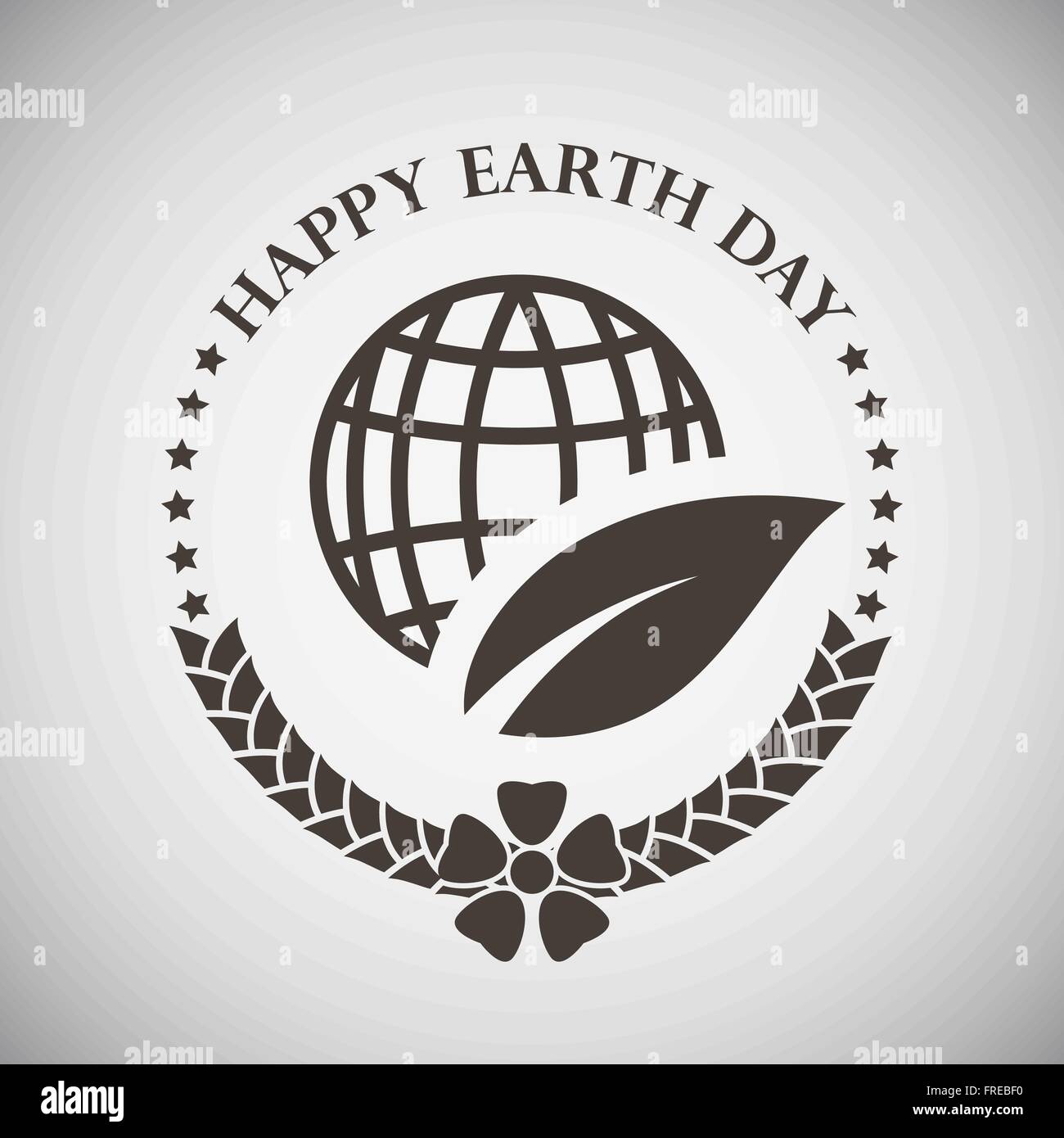 Earth day emblem with planet and leaf. Vector illustration Stock Vector ...
