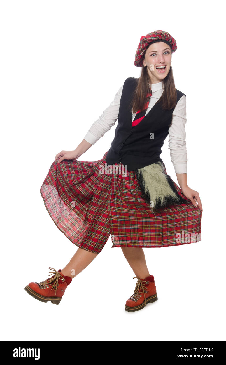 Scottish woman isolated on the white background Stock Photo - Alamy