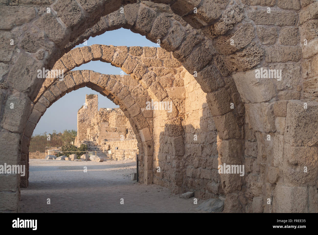Archeological excavation, ancient city of Caesarea Maritima or Caesarea ...