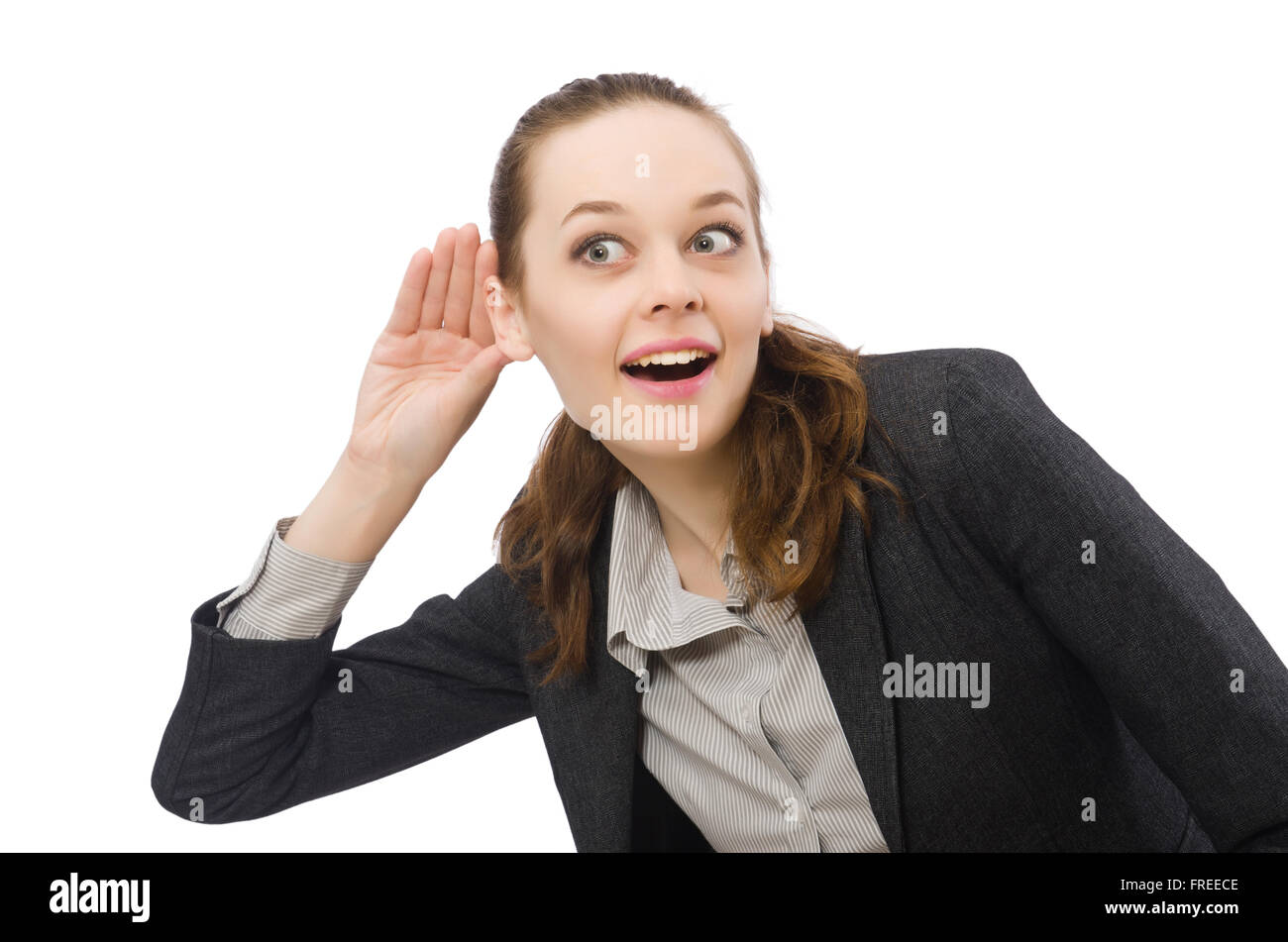 Pretty office manager isolated on white Stock Photo - Alamy