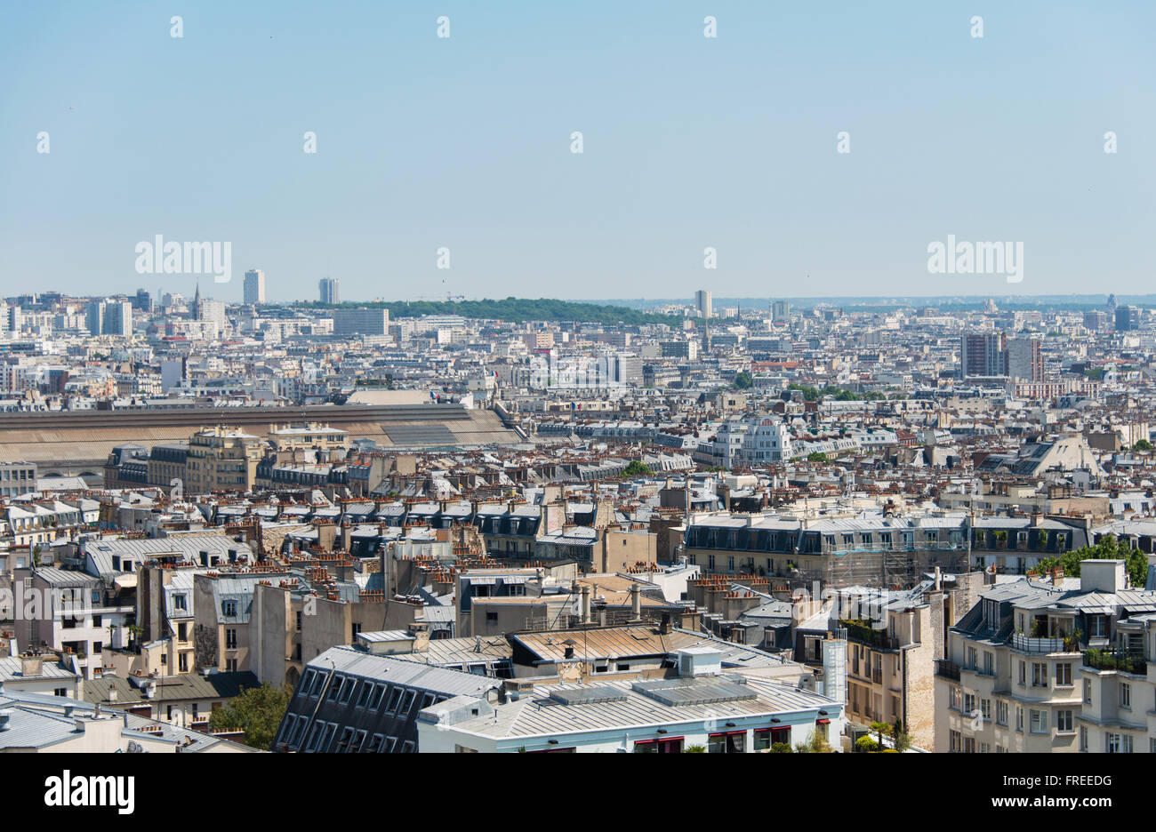 Skyline of Paris on bright summer day Stock Photo - Alamy