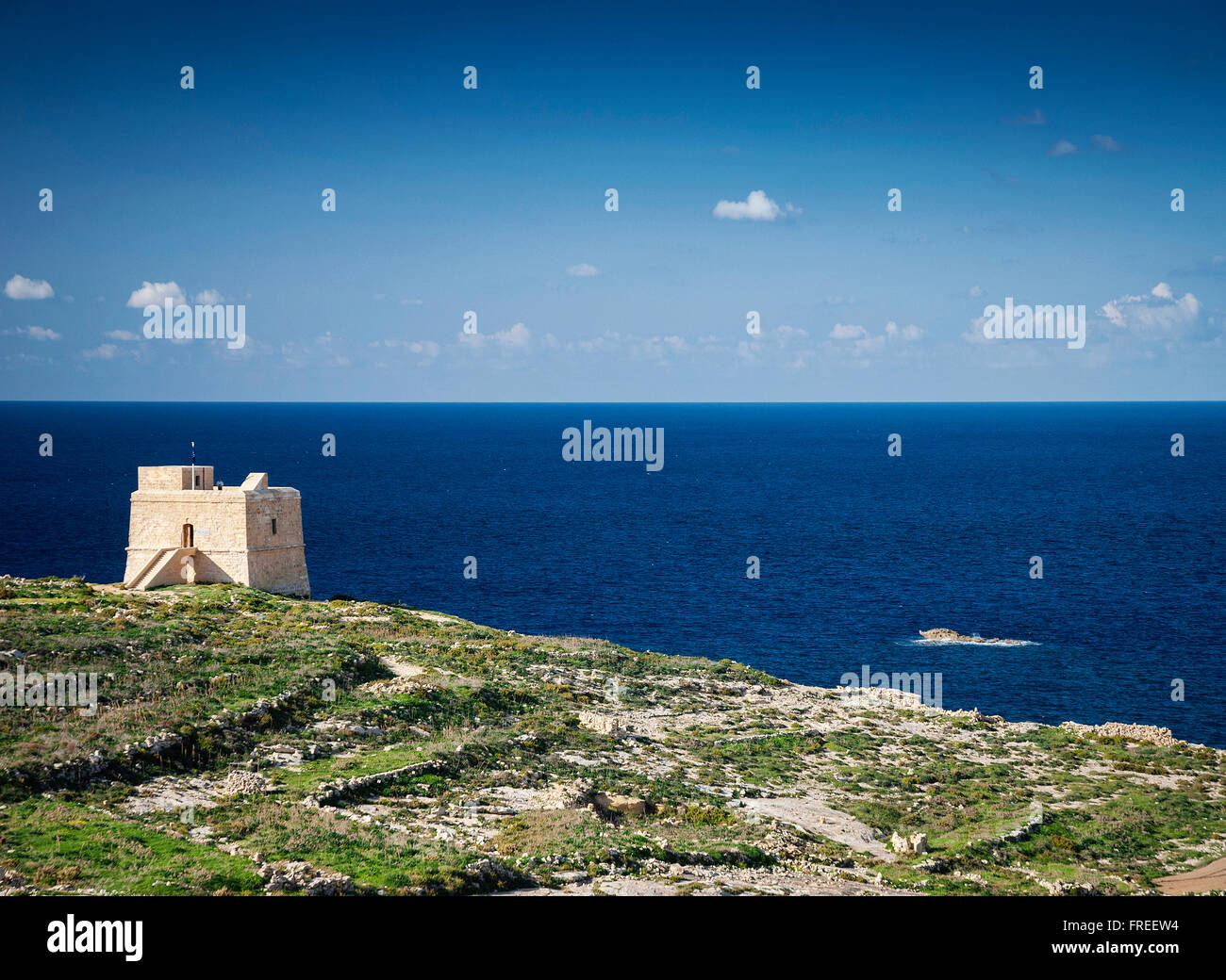 fort and Mediterranean coast view of gozo island in malta Stock Photo ...