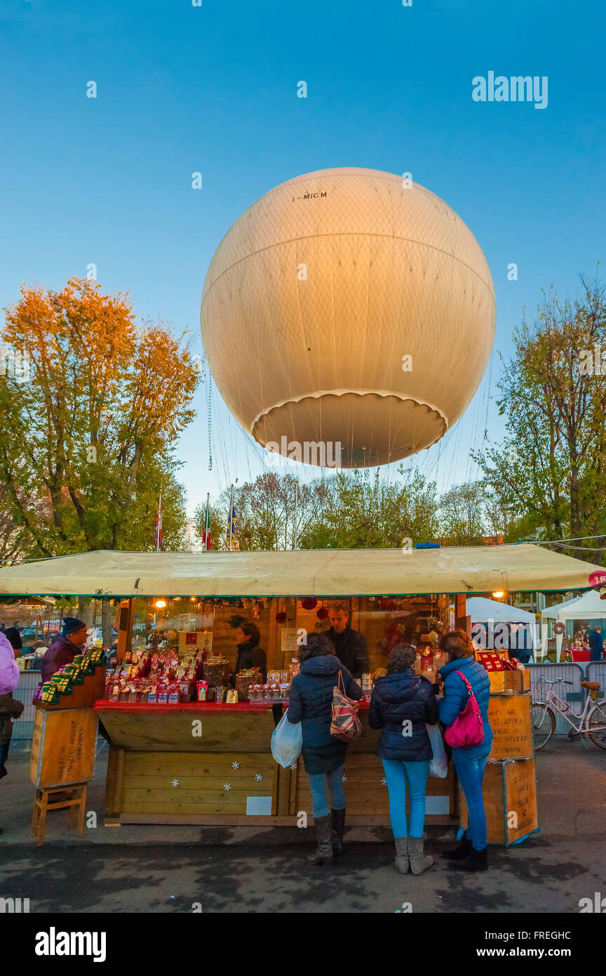Italy Piedmont Turin Borgo Dora Baloon , Christmas market Stock Photo ...