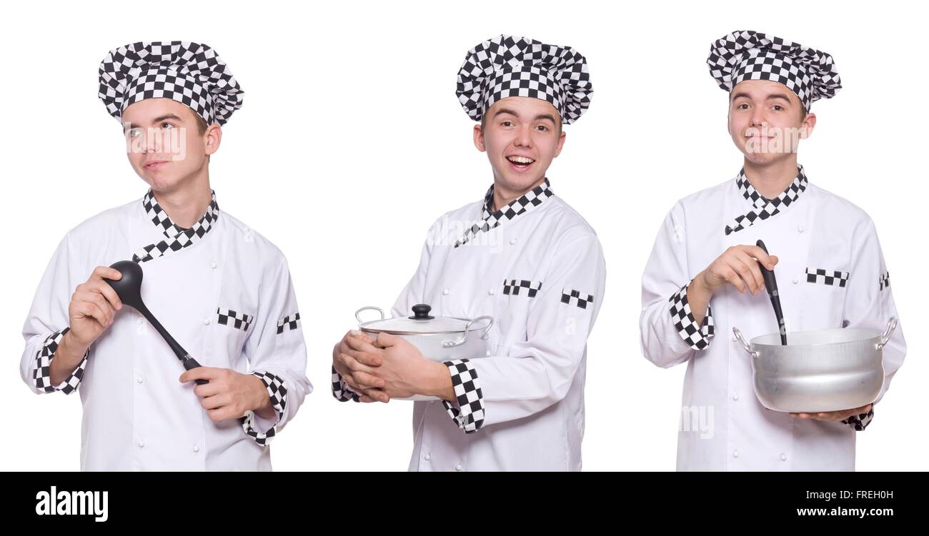 Set of photos with funny cook Stock Photo - Alamy