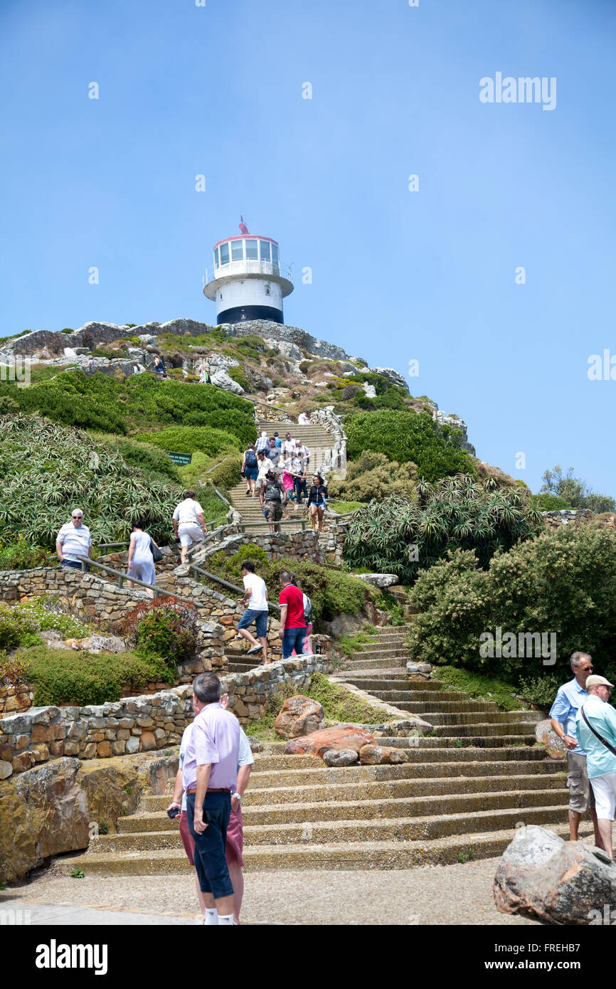 Visitors Climb To Lighthouse at Cape Point in Western Cape - South ...