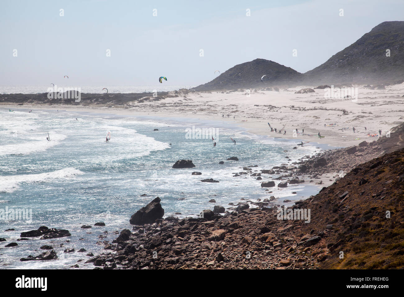 Scarborough Kitesurfers on Cape Peninsula - South Africa Stock Photo ...