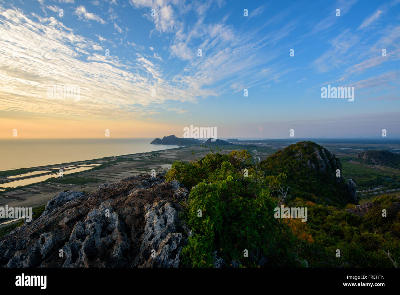 Great sea and sky view from the top of the mountain in the morning ...