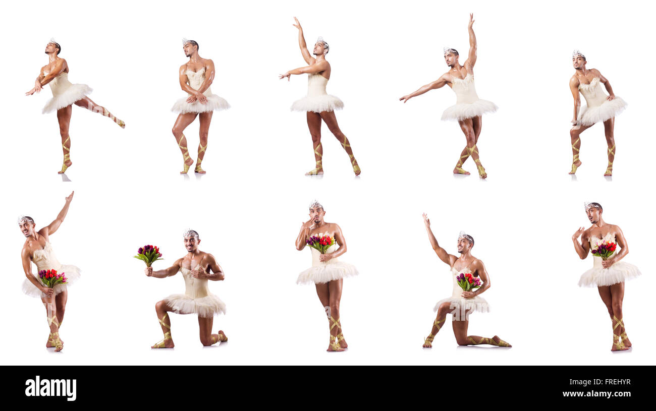 Man in ballet tutu isolated on white Stock Photo - Alamy