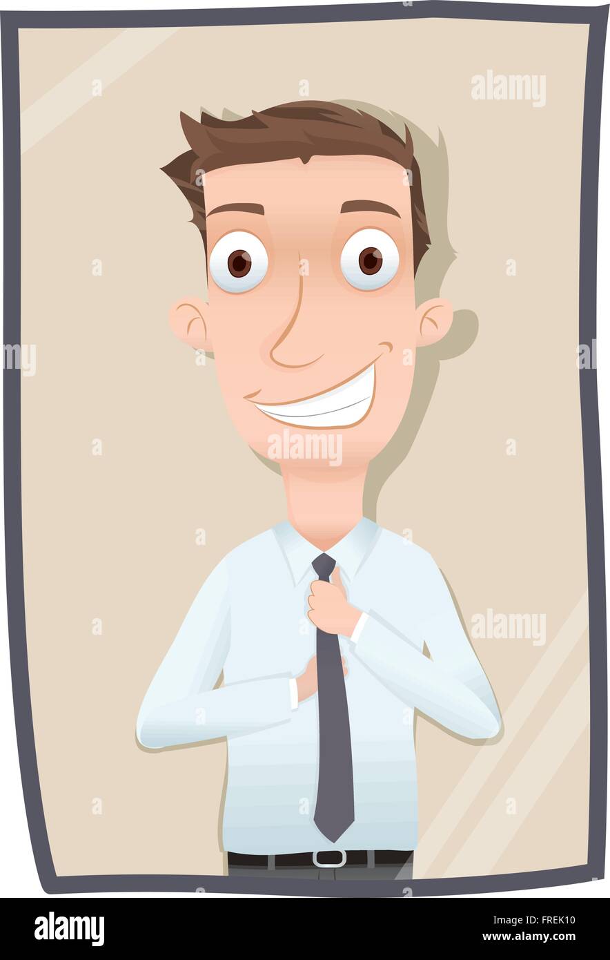 cartoon man straightening his necktie Stock Vector Image & Art - Alamy