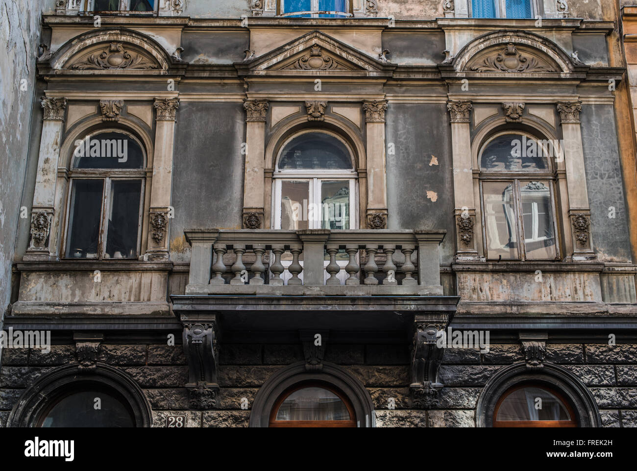 Old vintage balcony on the building of 18 century. London architecture ...