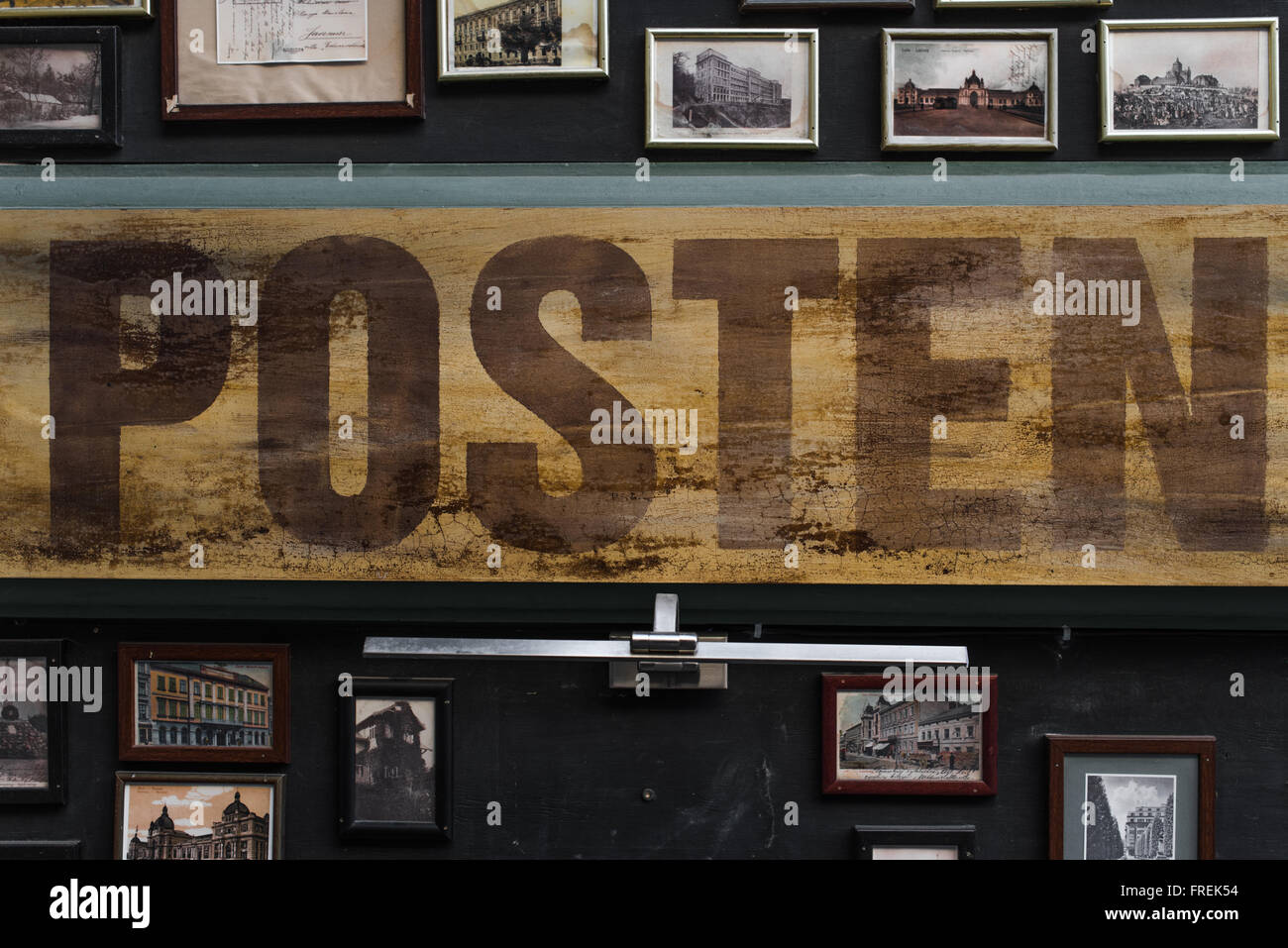 Poste signnboard hanging on the wall close up Stock Photo - Alamy