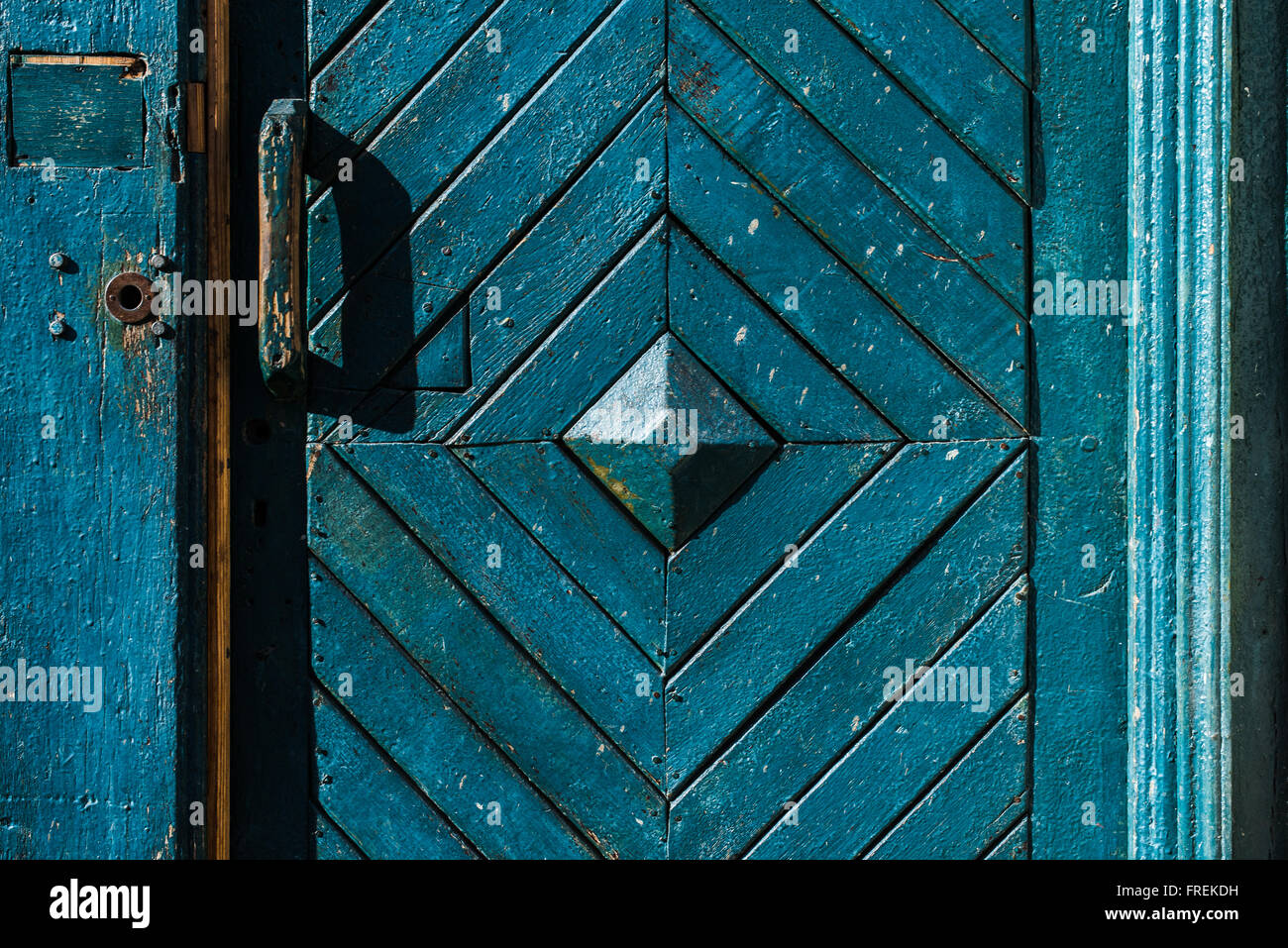 Blue vintage patterned wooden door texture close up Stock Photo - Alamy