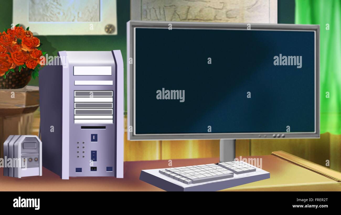 Desktop Computer. Digital painting Stock Photo - Alamy