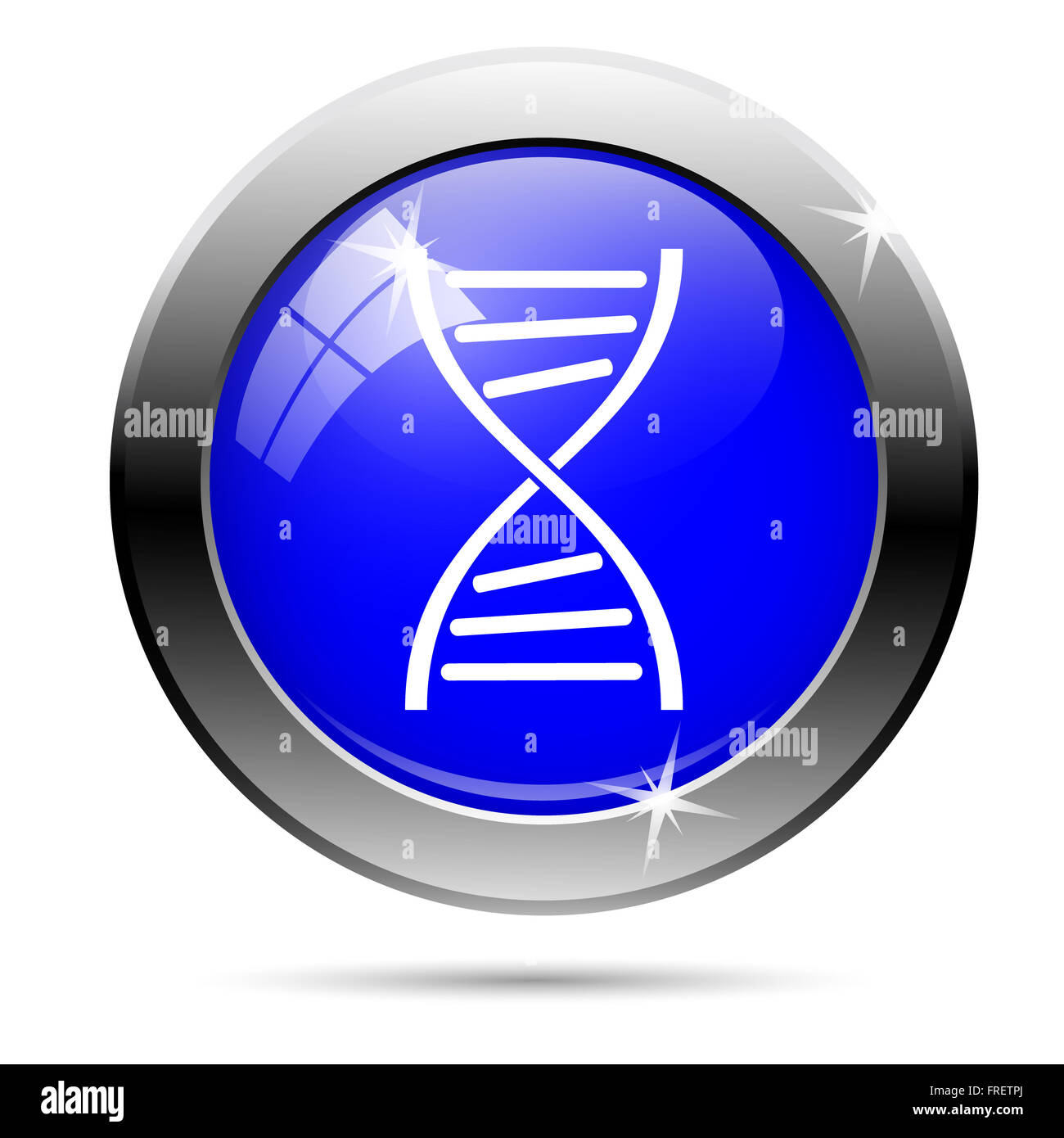 White DNA on blue background icon Stock Photo - Alamy