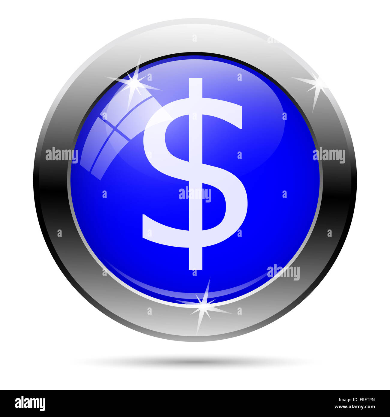 Dollar icon - white writing on blue background Stock Photo - Alamy